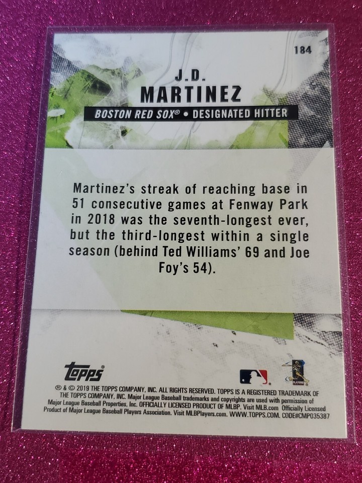 2019 Topps Fire #184 J.D. Martinez Boston Red Sox | eBay