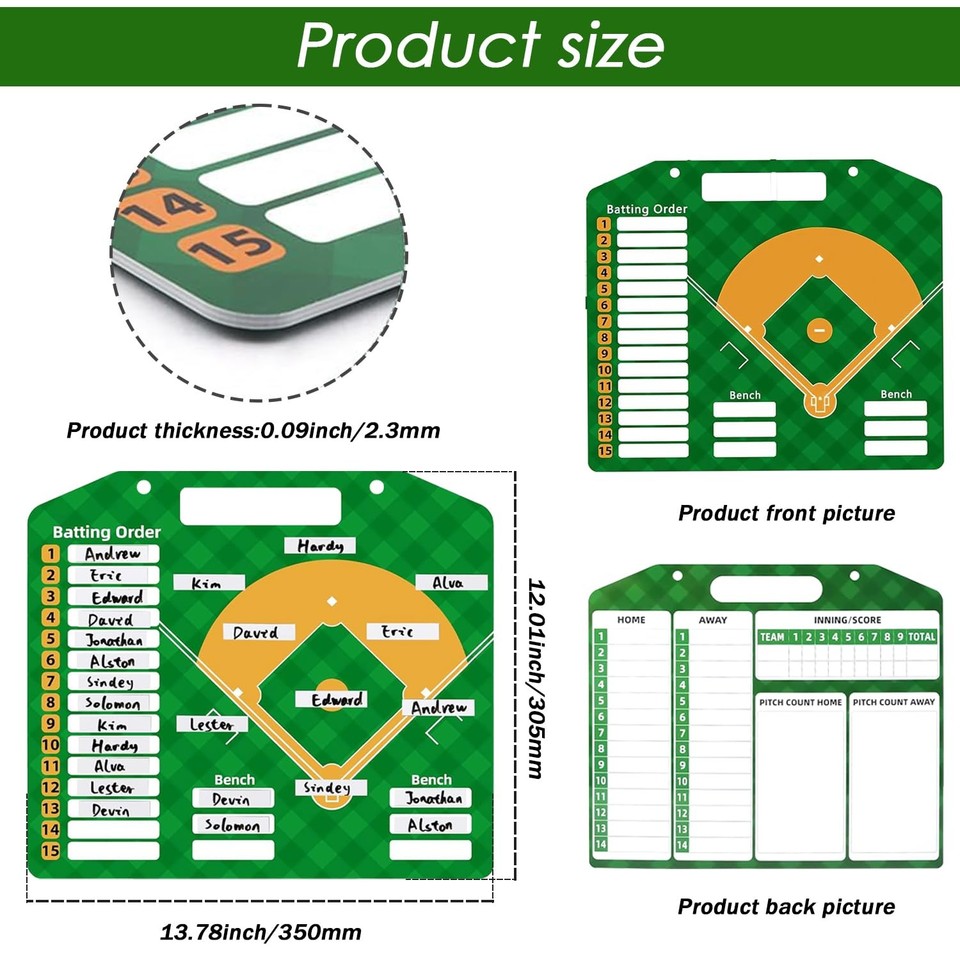 Magnetic Baseball Lineup Board | Baseball Dry Erase Coaching Broad ...