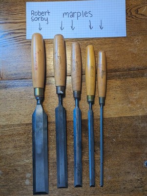 Vintage Paring Chisel Set 5pc Sorby, Marples 1/4"-1 1/2" Woodworking ...