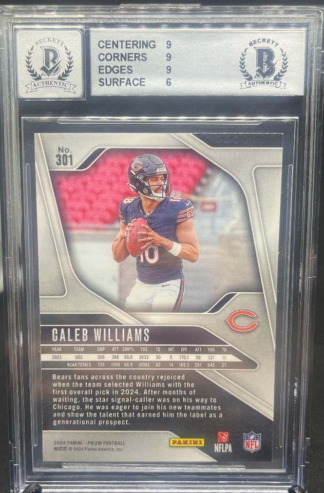 2024 Prizm Caleb Williams Sticker Auto ONLY ONE MADE BGS 7 | eBay