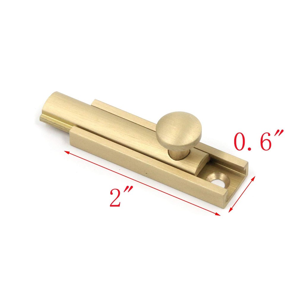 Solid Brass Surface Bolt 2 Inch Hardware Slide Surface Door Bolt Brushed Gold Ba 680577980563| eBay