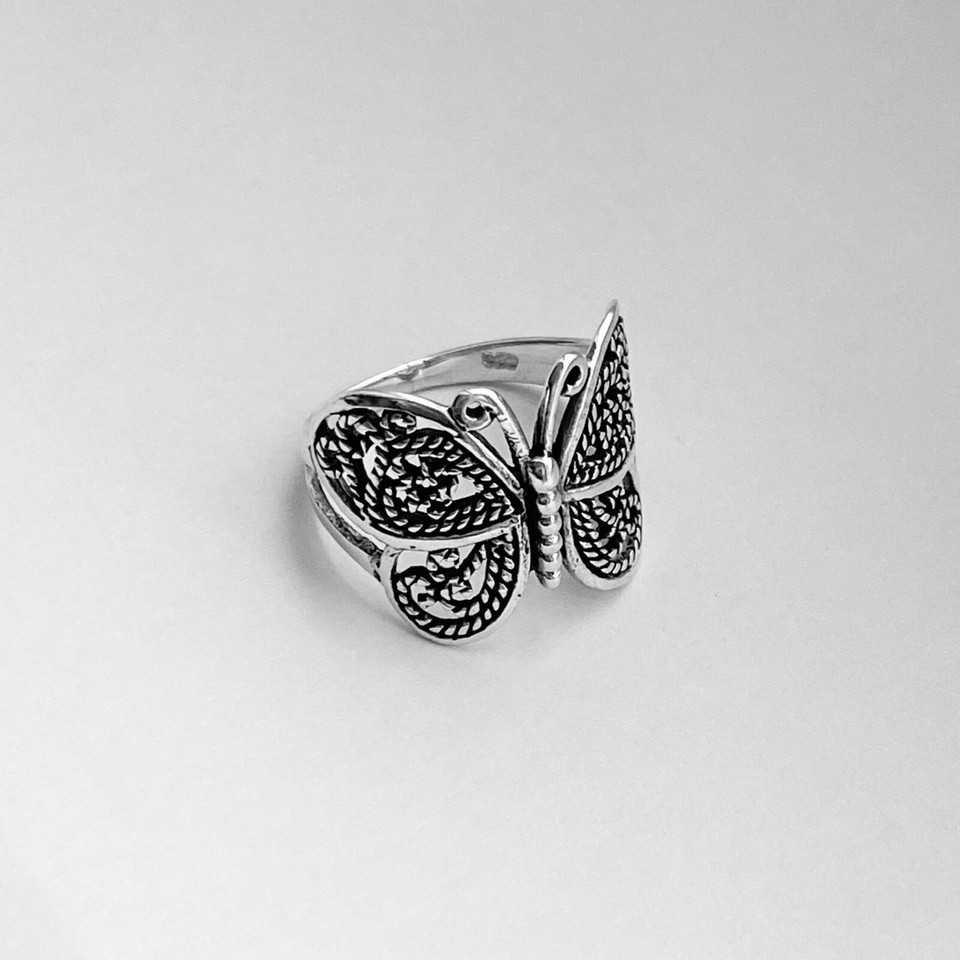 Sterling Sterling Filigree Butterfly Ring, Silver Rings, Bug ...