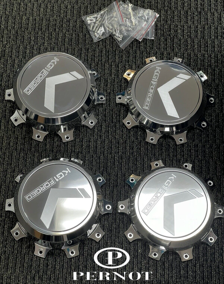 FLOATING KG1 Polished Aluminum Center Caps - Dually 10 Lug (Set of 4 ...