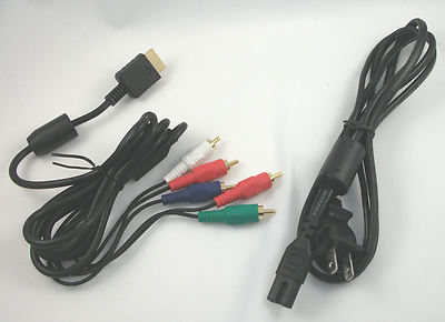 SLIM PS3 Playstation 3 Hookup Connection Kit Power Cord HD Component AV ...