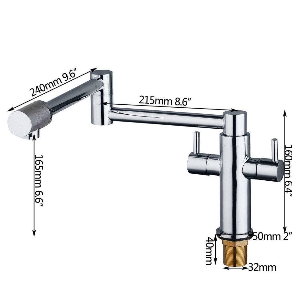 Kitchen Vessel Sink Chrome Mixer Folding Swivel Deck Mounted Taps Brass ...