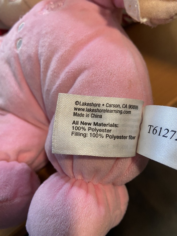 11" Lakeshore Pink Soft Baby Doll Plush Kitty Cat Hat Eyelet Stuffed ...