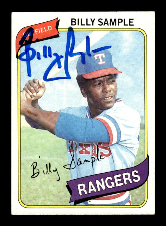 1980 Topps # 458 Billy Sample Autograph Signed Card (M2) Texas Rangers ...