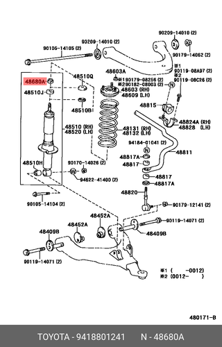 nut for front support to front shock absorber, 9418801241 for TOYOTA ...