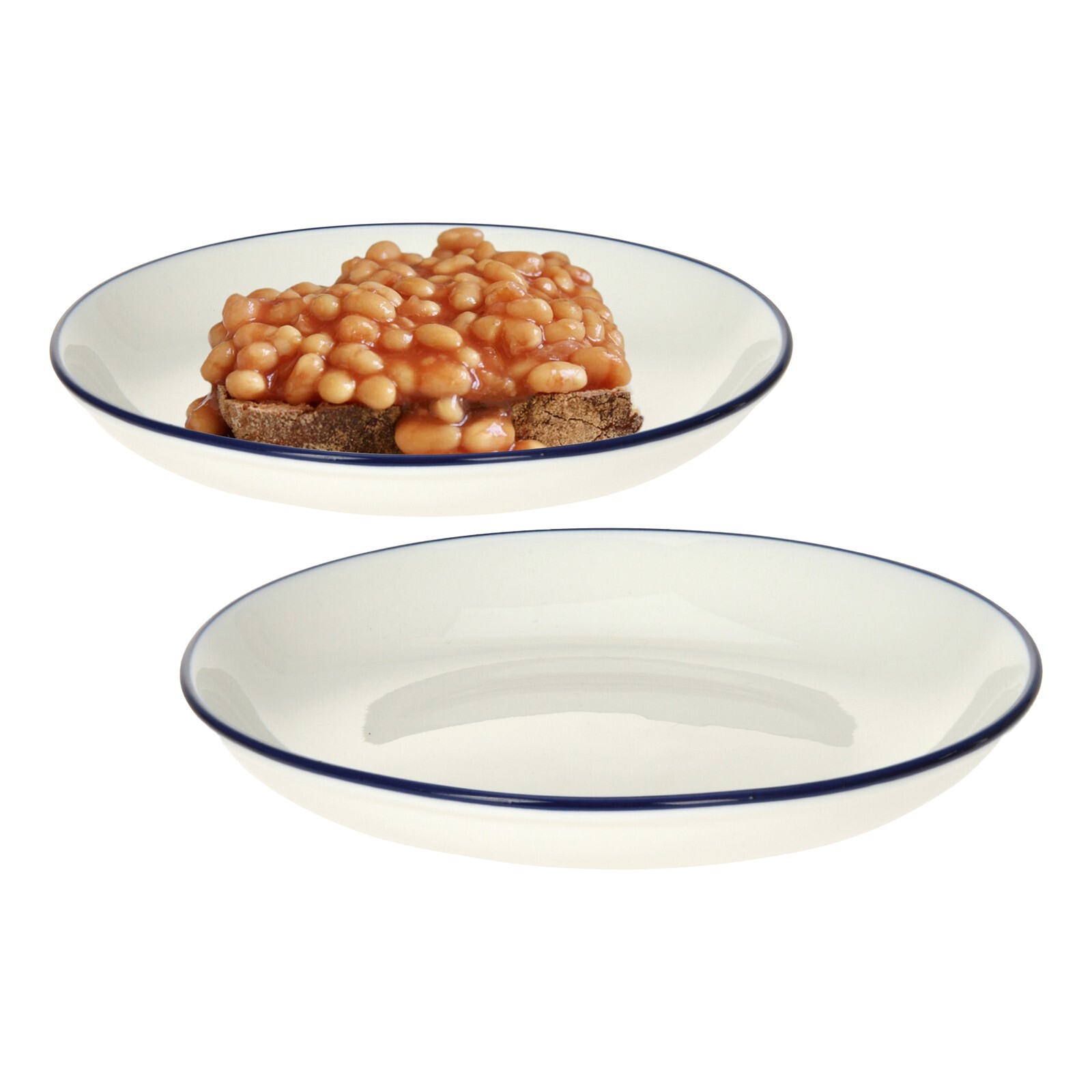 Side Plates with Blue Rim Porcelain Dishes 2pc Cakes Desserts 20cm ...