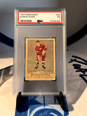 1951-52 Parkhurst Gordie Howe ROOKIE CARD Parkhurst Hockey #66 Detroit ...