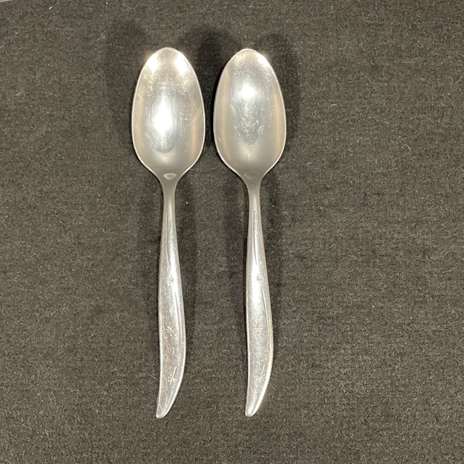 Vintage Superior Stainless USA 2 Serving Spoons 3 Star Atomic Pattern ...
