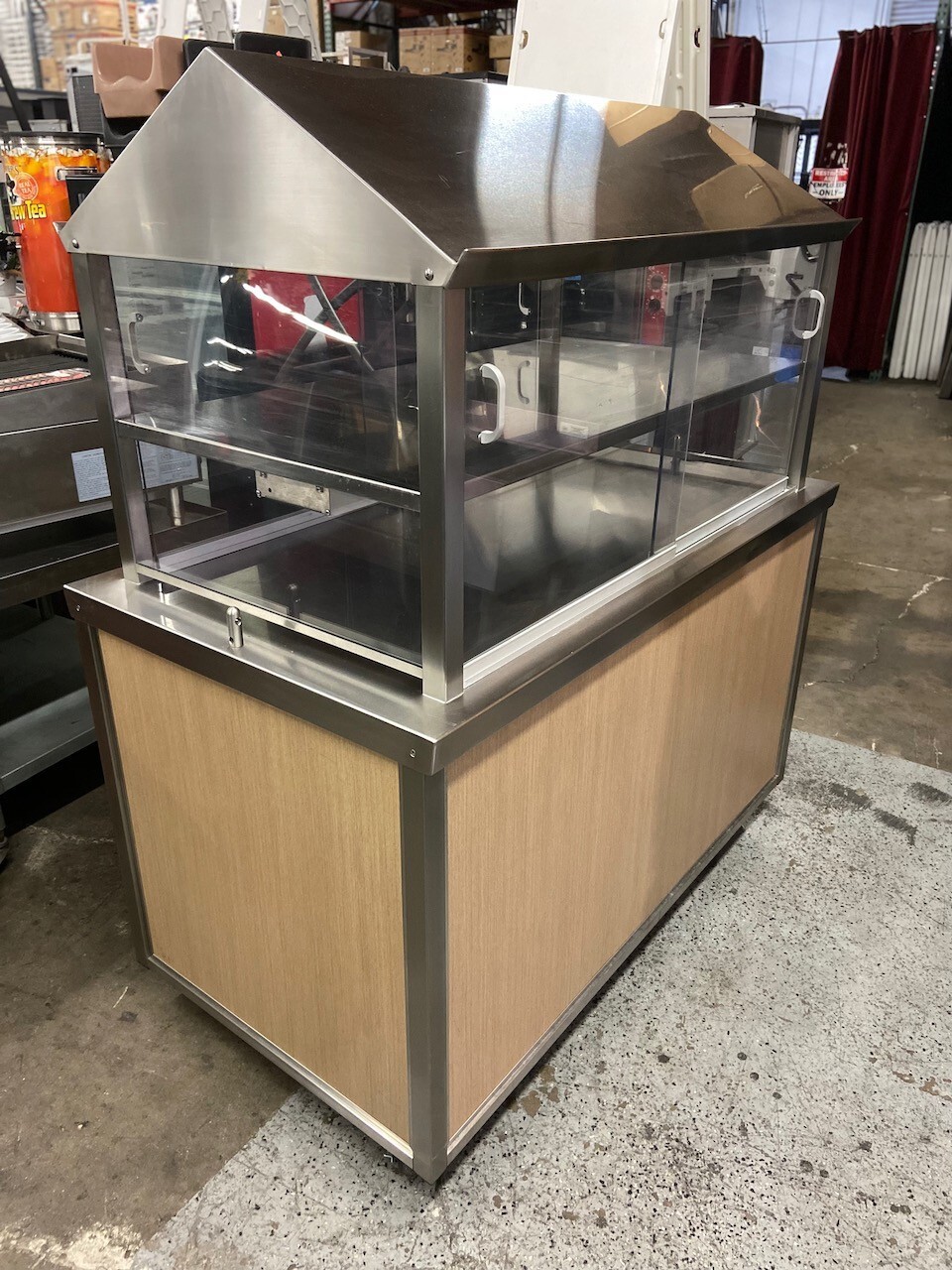 55" x 30" Food Display Cart Heated Pass Thru Top Dry Storage Cabinet ...