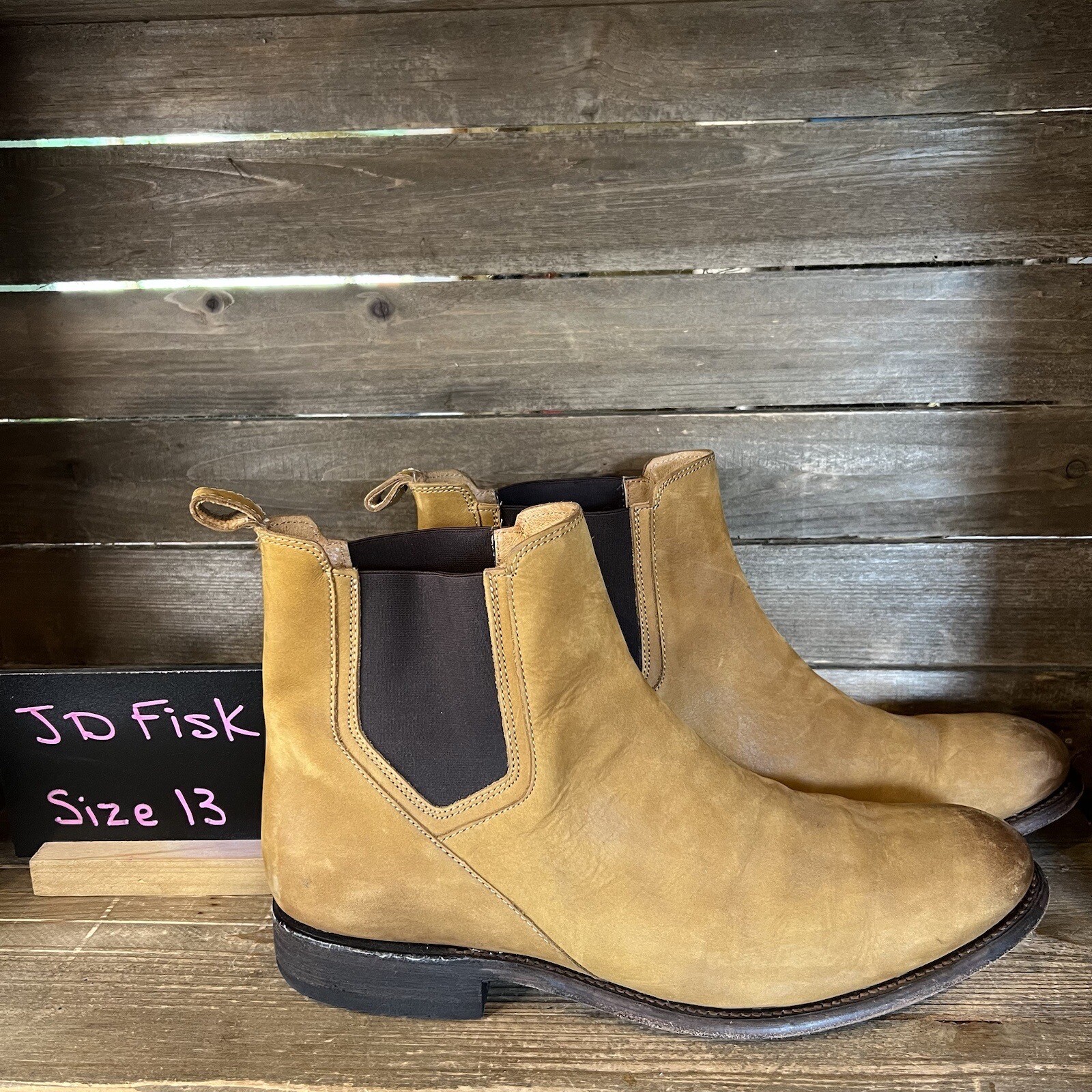 Mens JD Fisk Brown Nubuck Leather Dress Ankle Chelsea… - Gem