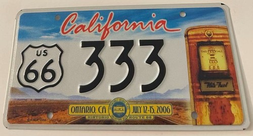 2006 ALPCA Ontario California Booster License Plate 333 Good Numbers ...