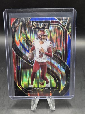 JAYDEN DANIELS RED WHITE & BLUE SHOCK PRIZM 2024 SELECT 112 PREMIER ...