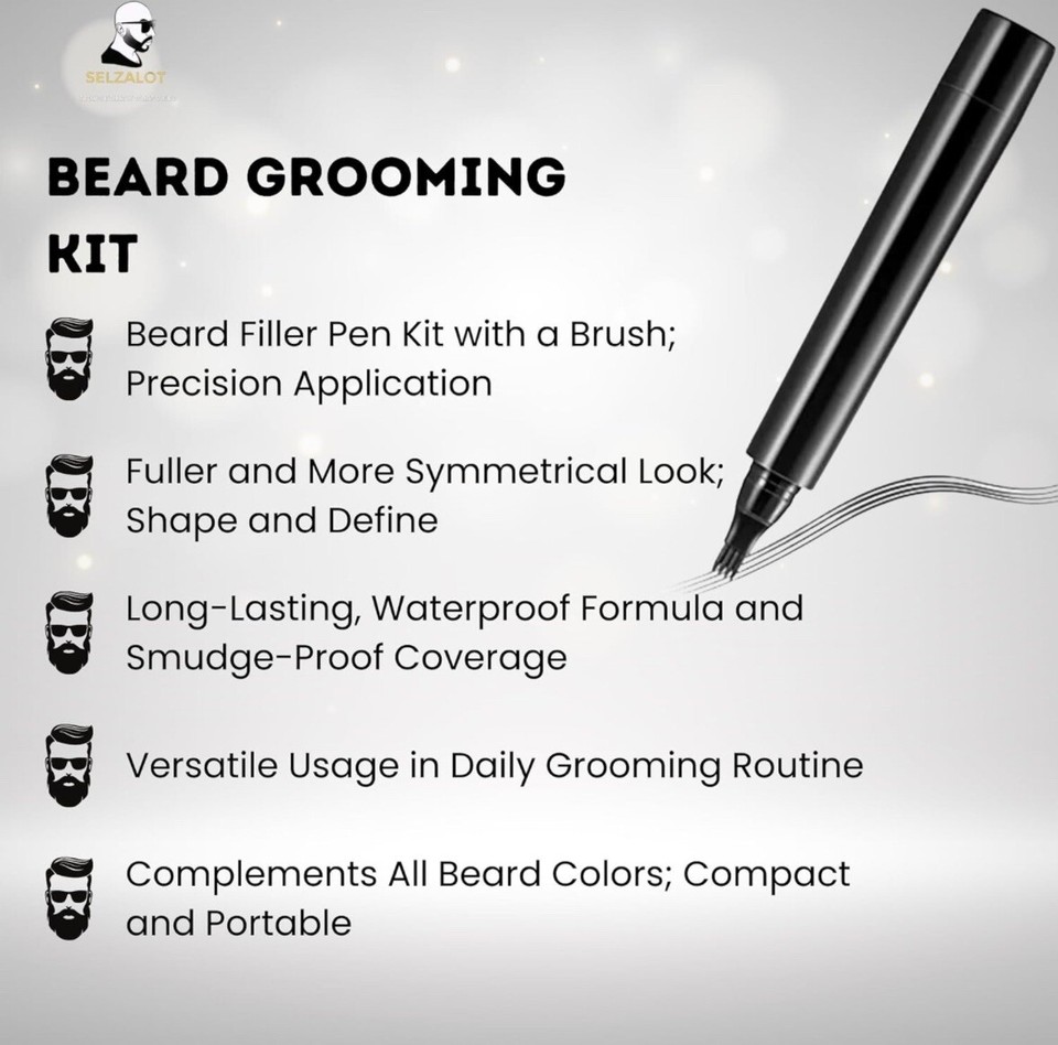 Beard Filler Pen kit Black Beard Pen with Brush Waterproof and Sweat ...