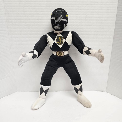 Mighty Morphin Power Rangers Black Ranger Plush Action Figure Zack Doll ...