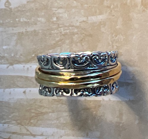 NWT Sundance Catalog Silver Gold “Heart To Heart Ring” Spinner Size 6 ...