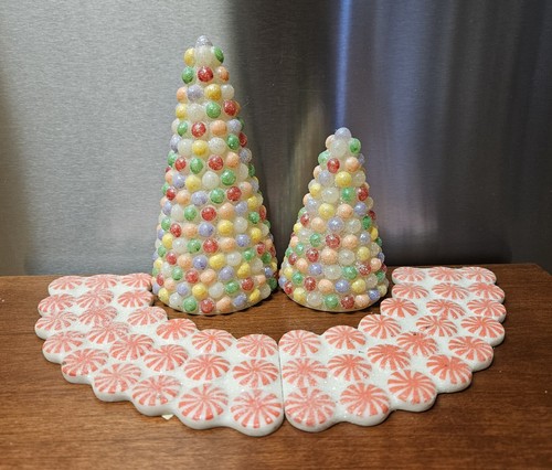 Lot 4 Dept 56 PEPPERMINT CURVE Road Walkway + GUMDROP PINE TREES 53614 ...