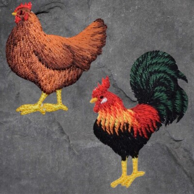 Rooster Chicken Patch Set - Rooster, Hen, Farm, Fowl, Farmer Badge(Iron ...