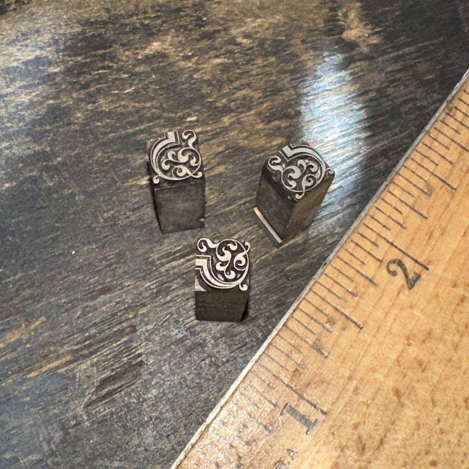 Printing Blocks “ 3 Ornamental Blocks “ Small Lead Dingbats. | eBay