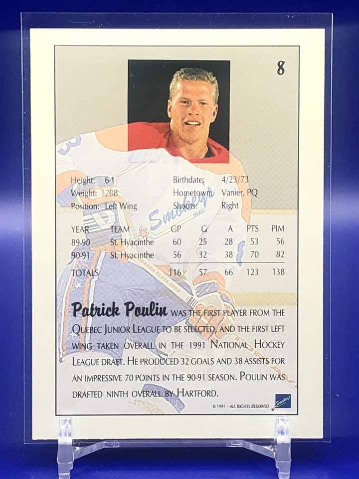 1991 Ultimate Draft #8 Patrick Poulin | eBay