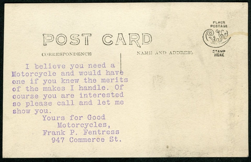 EXCELSIOR + READING STANDARD MOTORCYCLE TACOMA WASHINGTON RPPC c1910 ...