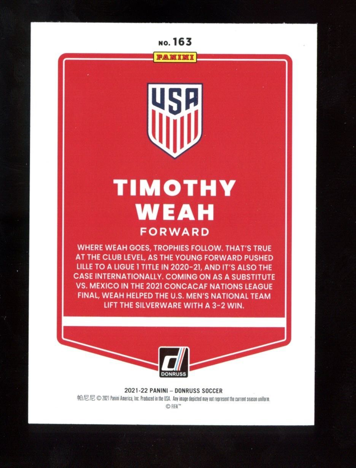 2021-22 Panini Donruss Soccer Road To Qatar Base Card #163 TIMOTHY WEAH ...
