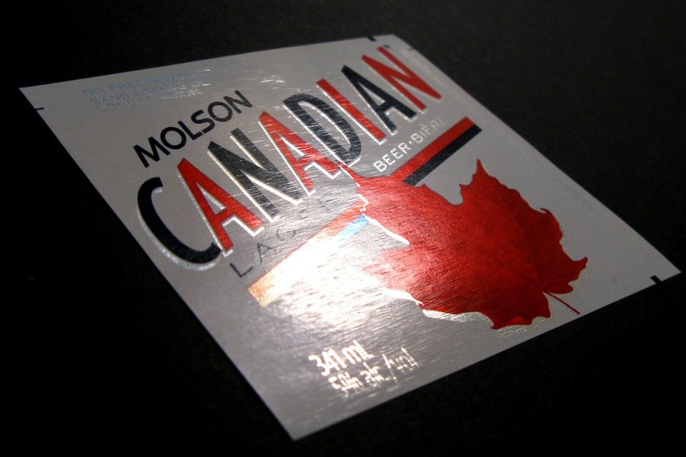 Molson Canada MOLSON CANADIAN LAGER foil beer label CANADA 341mL | eBay