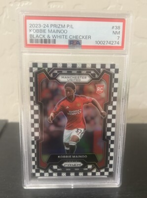 2023-24 Panini Prizm Kobbie Mainoo Black & White Checker SP Manchester ...