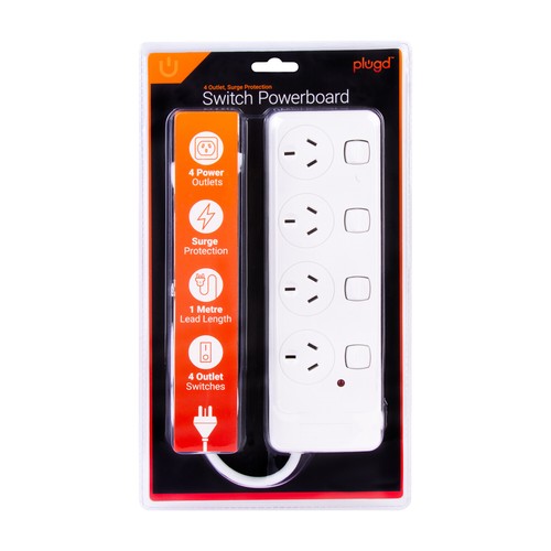 4 Way Power Board Overload Protector Powerboard with Individual ...