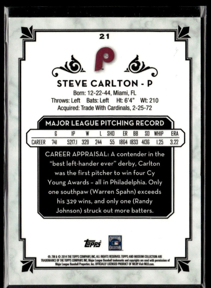 2014 Topps Museum Collection #21 Steve Carlton Copper | eBay