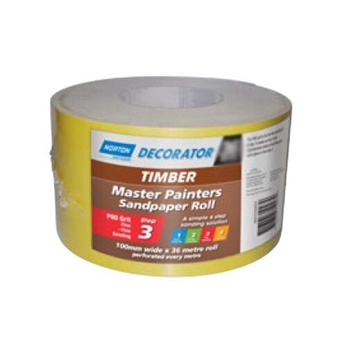 Norton Sandpaper Roll Master Painters Perforated 115mm x 25 m 40 Grit ...