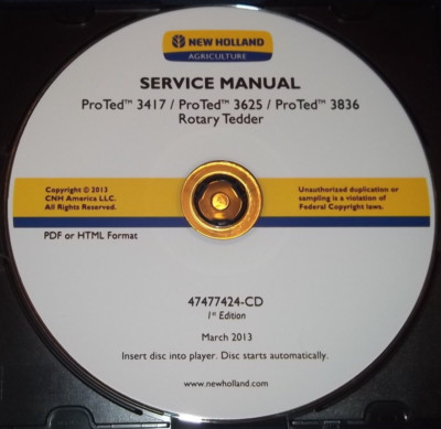 Neuf Holland Proted 3417 3625 3836 Rotatif Tedder Service Shop ...