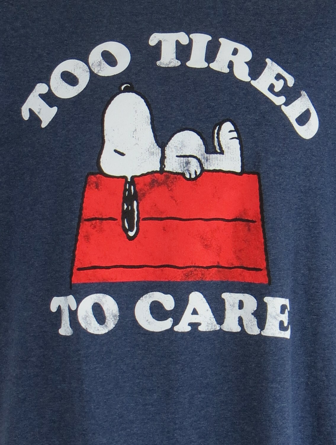 Peanuts Snoopy Mens T-Shirt Officially Licensed Too Tired To Care Blue ...