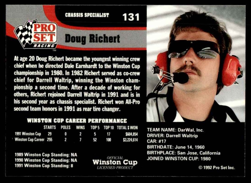 1992 Pro Set Doug Richert #131 9439 | eBay