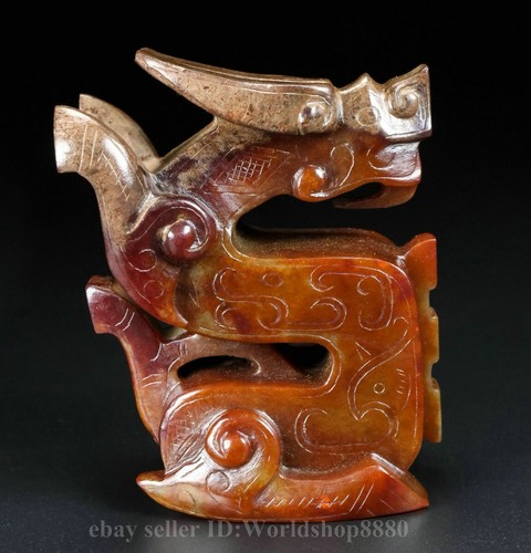 3" Chinese Old Hetian Yellow Jade Carved Fengshui 12 Zodiac Year Dragon Statue | eBay