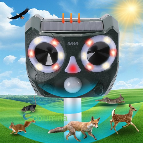 Solar Ultrasonic Animal Repeller 12LED Motion Detection&Frequency Pest ...