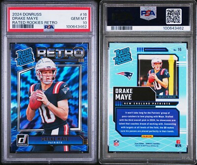 2024 PANINI DONRUSS RATED ROOKIES RETRO #16 DRAKE MAYE ROOKIE PSA 10 ...