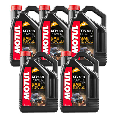 Motul ATV SXS Power 10W-50 4T 4 Stroke 100% Synthetic 20L Motor Oil 5 x ...