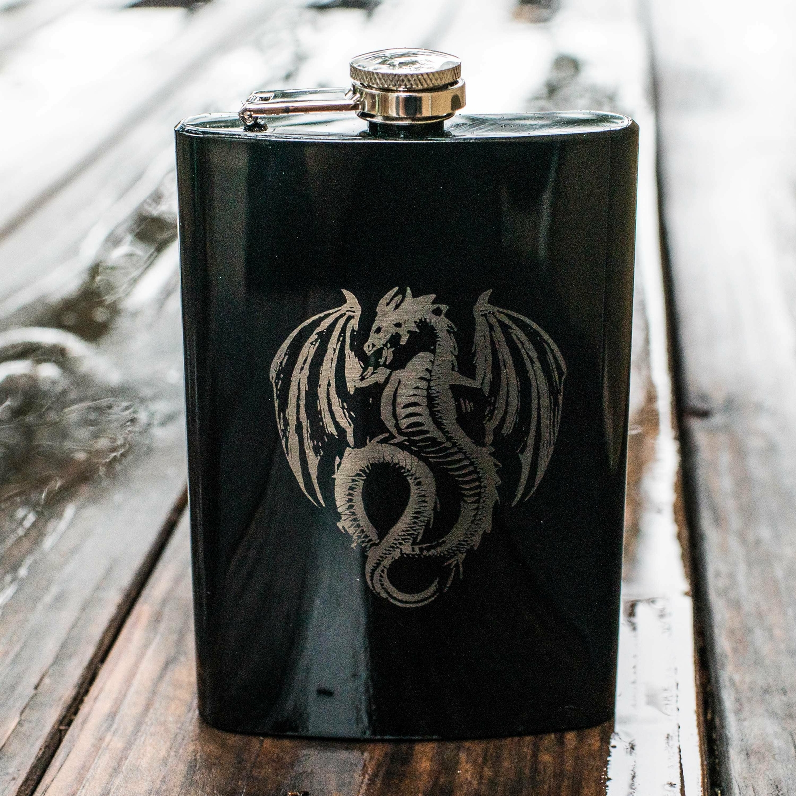 8oz BLACK Vintage Flying Dragon Flask | eBay