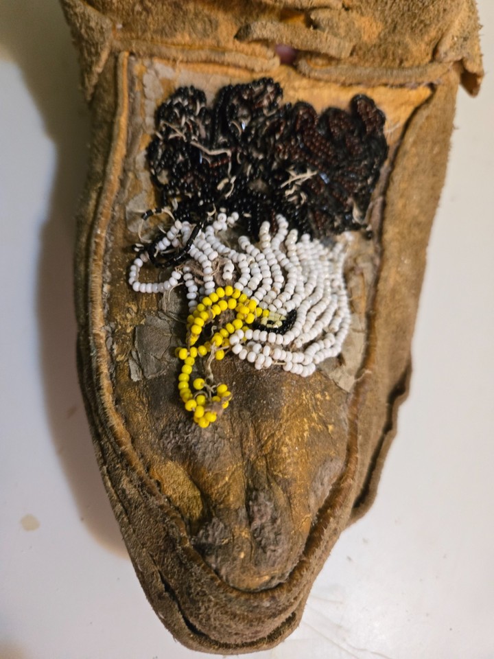 Vintage High-Top Beaded Moose Hide Moccasins - Plains Style, Likely ...