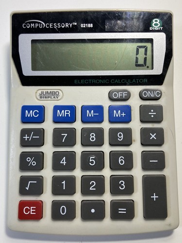 Compucessory Jumbo Display 8-Digit Electronic Calculator 02188 Battery ...