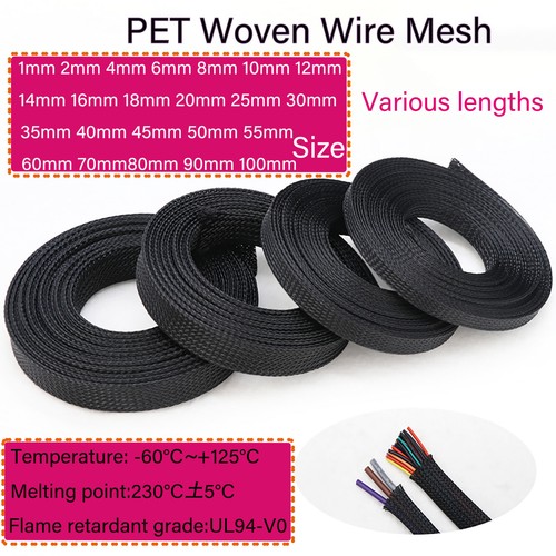 Black Expandable Wire Cable Sleeving Sheathing Braided Loom Tubing 1mm ...