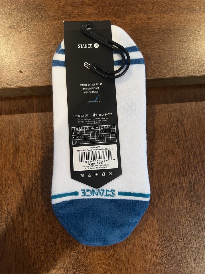 STANCE Everyday - Gamut - Invisible Socks - White/Blue - Large - 1 Pair ...