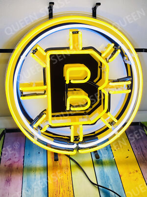 Boston Bruins Logo Hockey Neon Light Sign Lamp 24"x24" HD Vivid ...