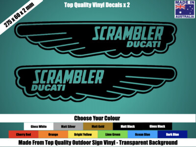 DUCATI SCRAMBLER DECAL STICKER - MOTOR BIKE, CAFE RACER - CHOOSE YOUR ...