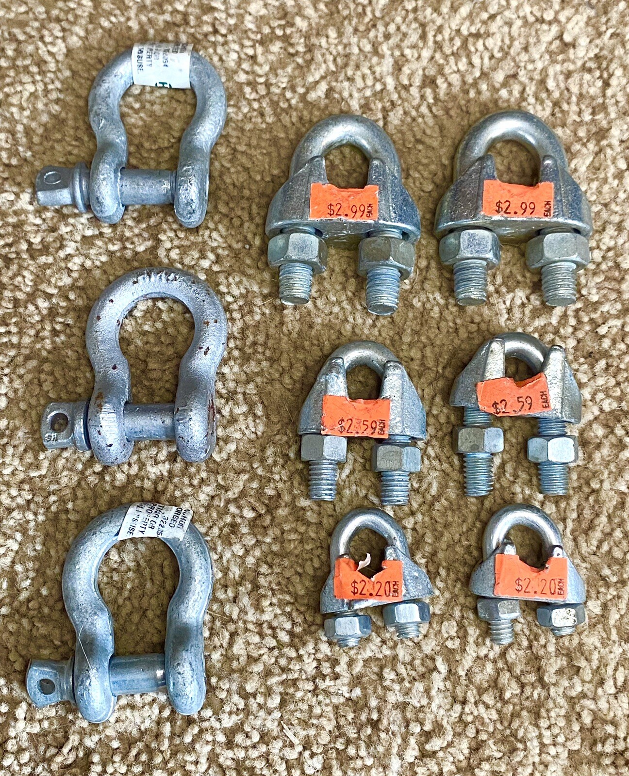 9 Pc Lot Of Wire Rope Connectors (6 Pc) & Anchor Shackles (3 Pc) | eBay