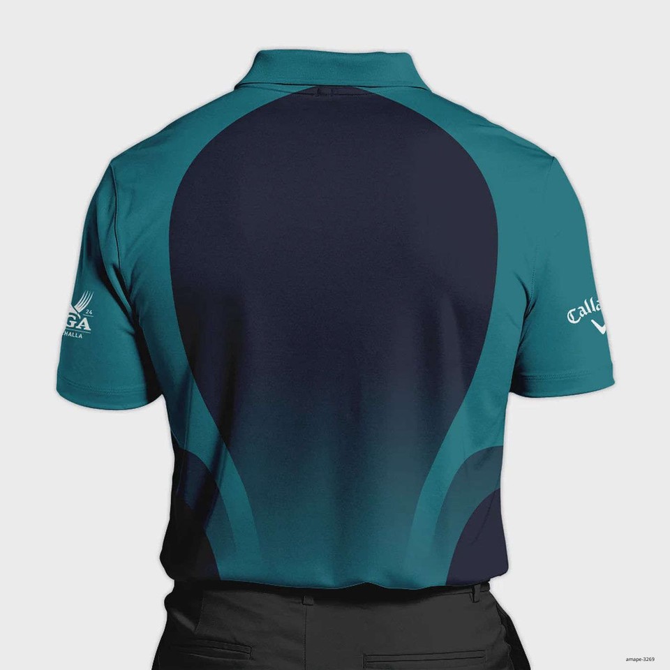 2025 PGAA CCallaway Golf Dark Cyan Very Dark Blue Golf Print Polo Shirt ...