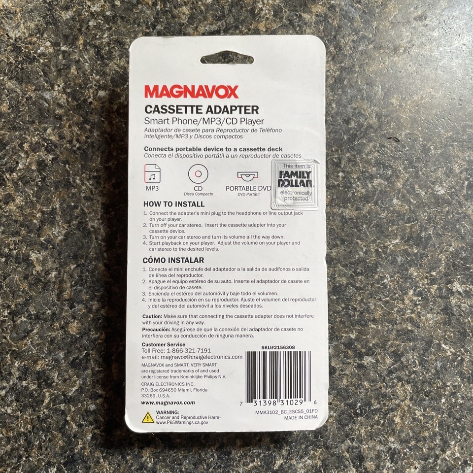 Magnavox Cassette Adapter - Smart Phone/MP3/CD Player to 3.5mm Adapter ...